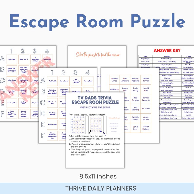 Father’s Day Games Bundle – Fun Printable Trivia Worksheets, Word Games ...