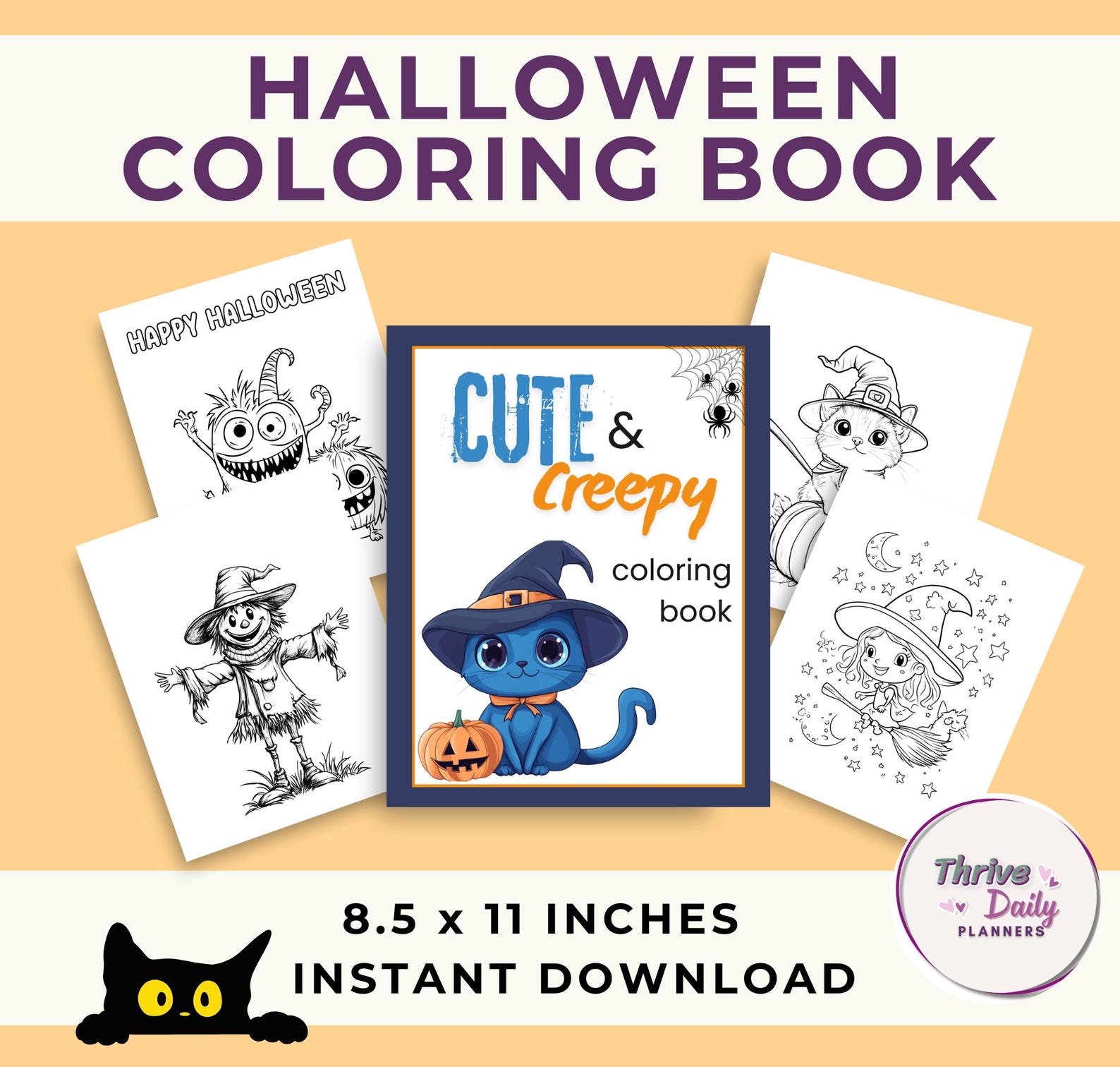 Printable Halloween Coloring Book, Pumpkin Coloring Pages, Fall ...