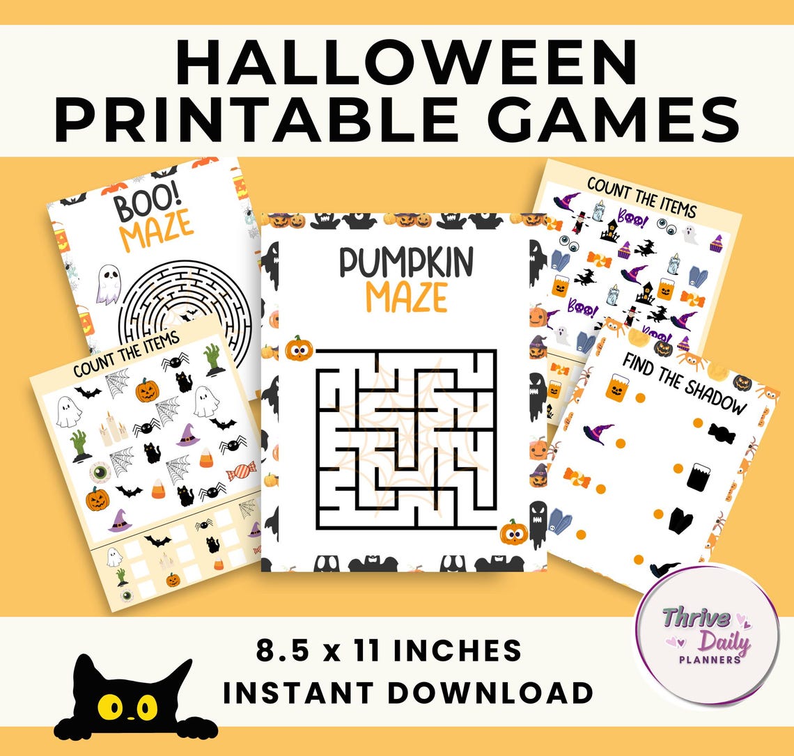 Printable Halloween Games & Activities, Bat Maze, Fall Party Games ...