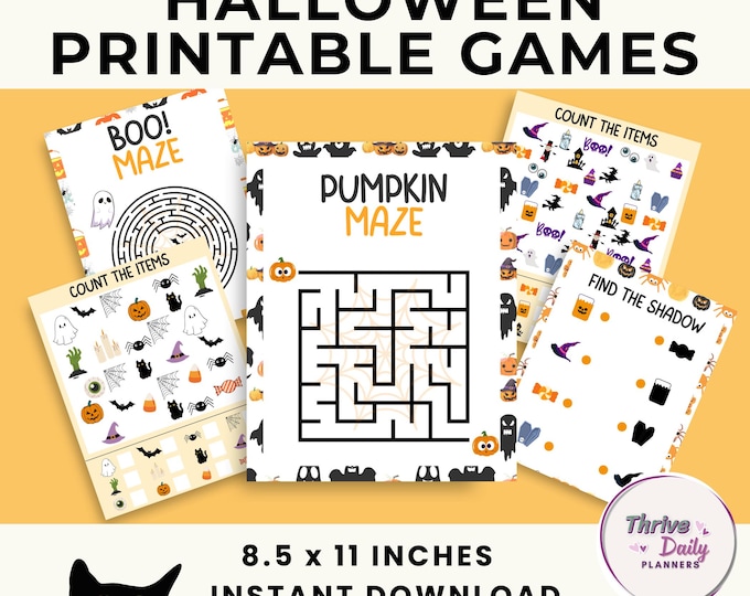 Printable Halloween Games & Activities, Bat Maze, Fall Party Games ...