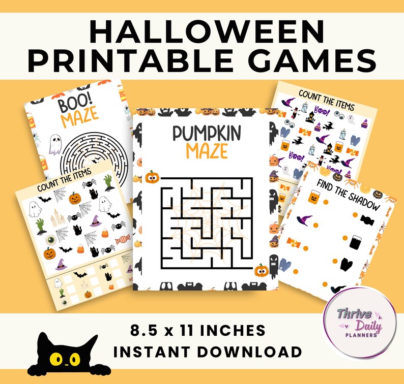 Printable Halloween Games & Activities, Bat Maze, Fall Party Games ...