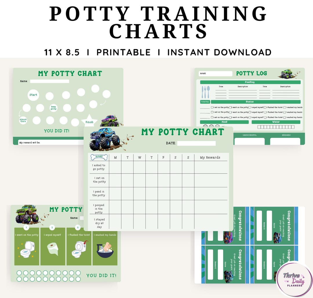 Potty Training Chart for Boys Printable, Sticker Reward Charts for ...
