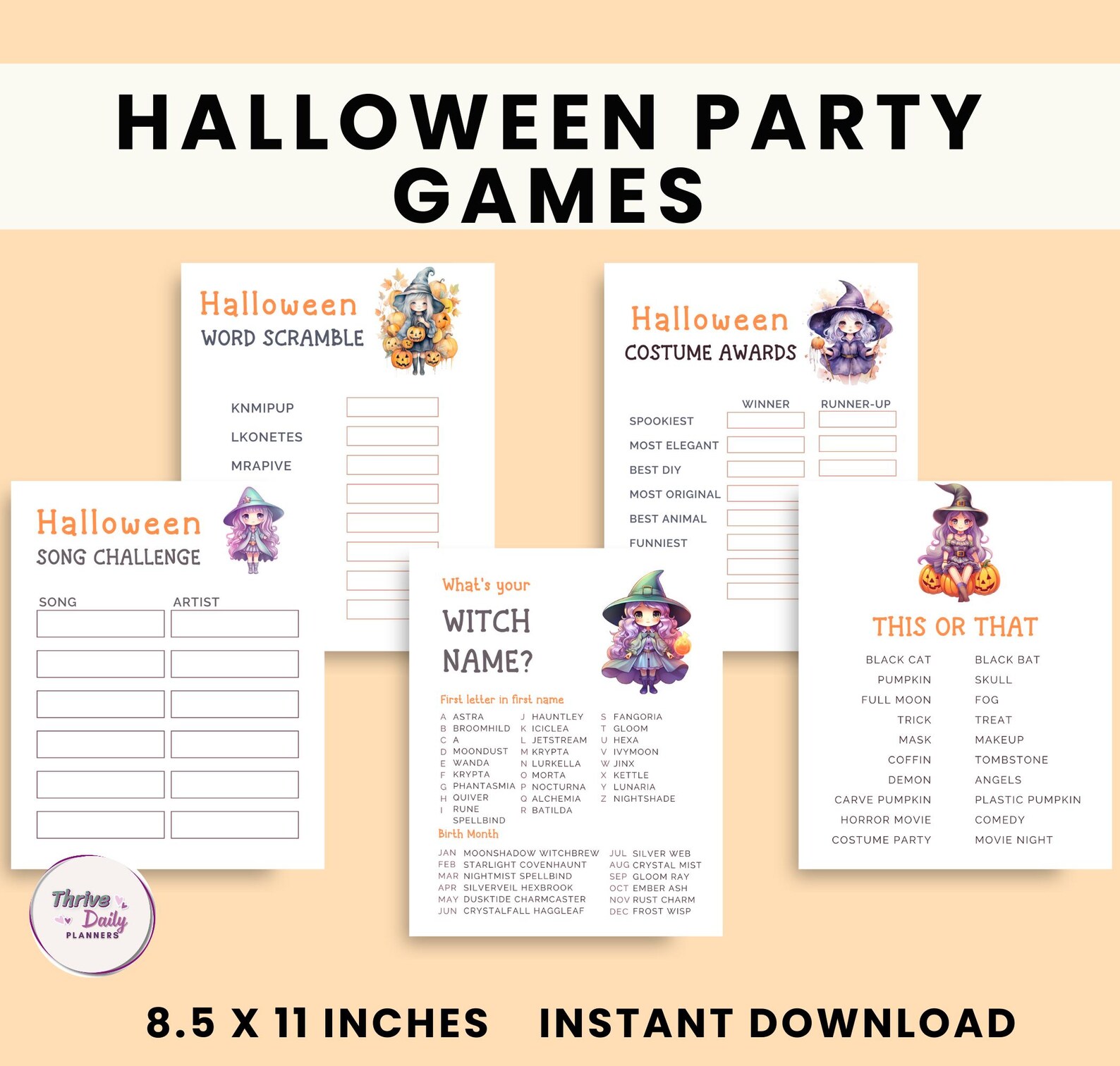 Printable Halloween Party Games Bundle, Halloween Printable, Halloween ...