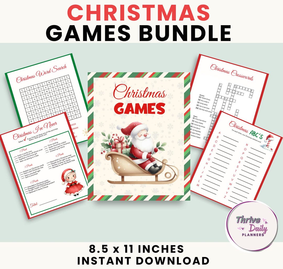Ultimate Printable Christmas Games Bundle, Festive Party Games for Kids ...
