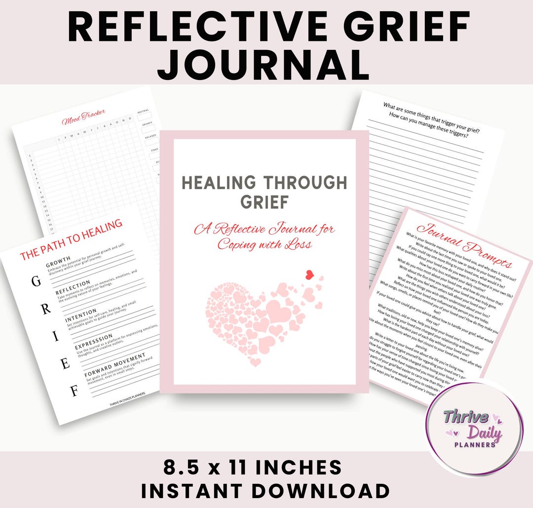 Printable Reflective Journal for Coping With Grief | Affirmations, Mood Trackers & Faith-based ...