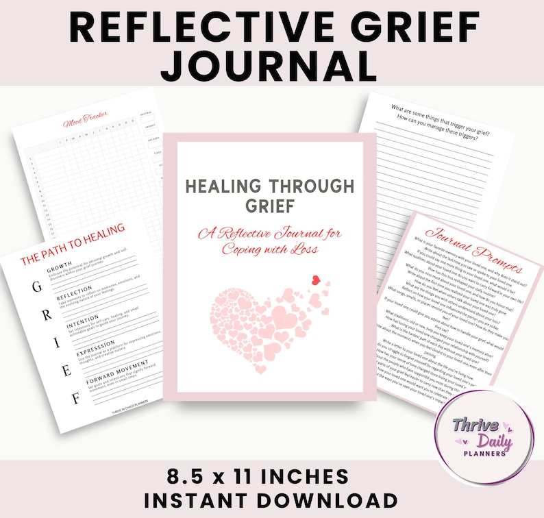 Printable Reflective Journal for Coping With Grief | Affirmations, Mood ...