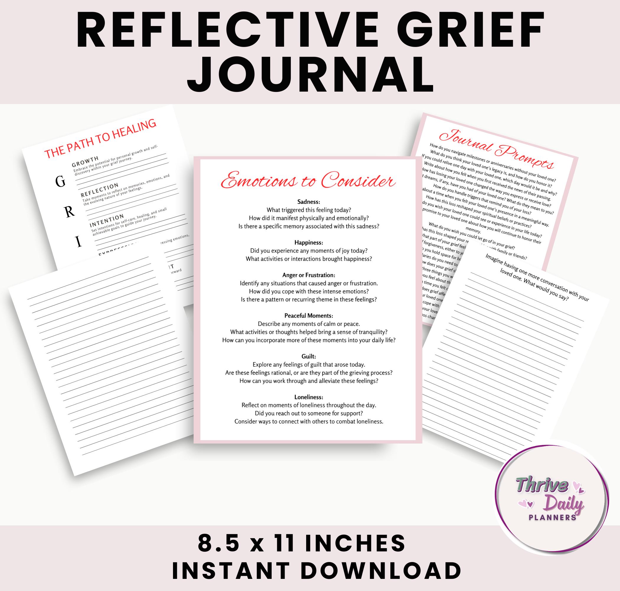 Printable Reflective Journal for Coping With Grief | Affirmations, Mood ...