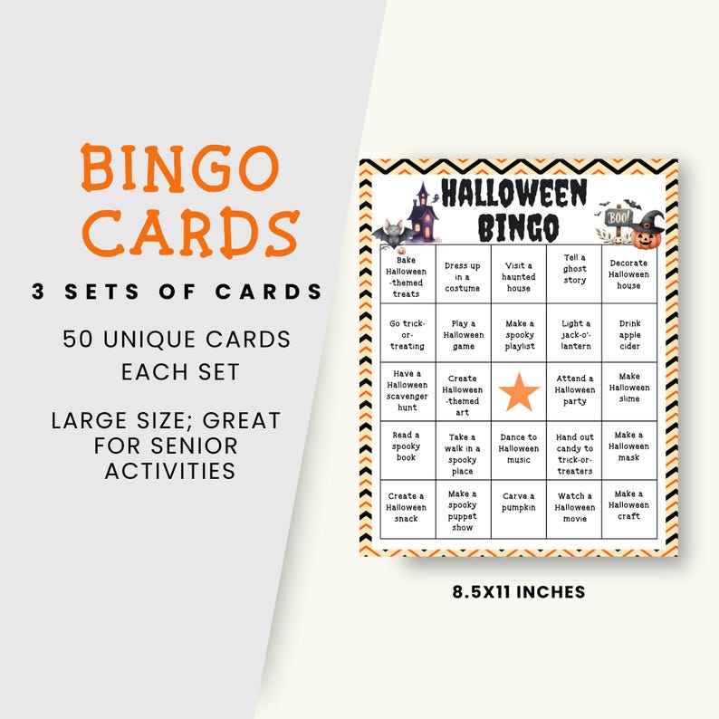 Halloween Bingo Cards, Printable Fun Halloween Game, Classroom Games ...