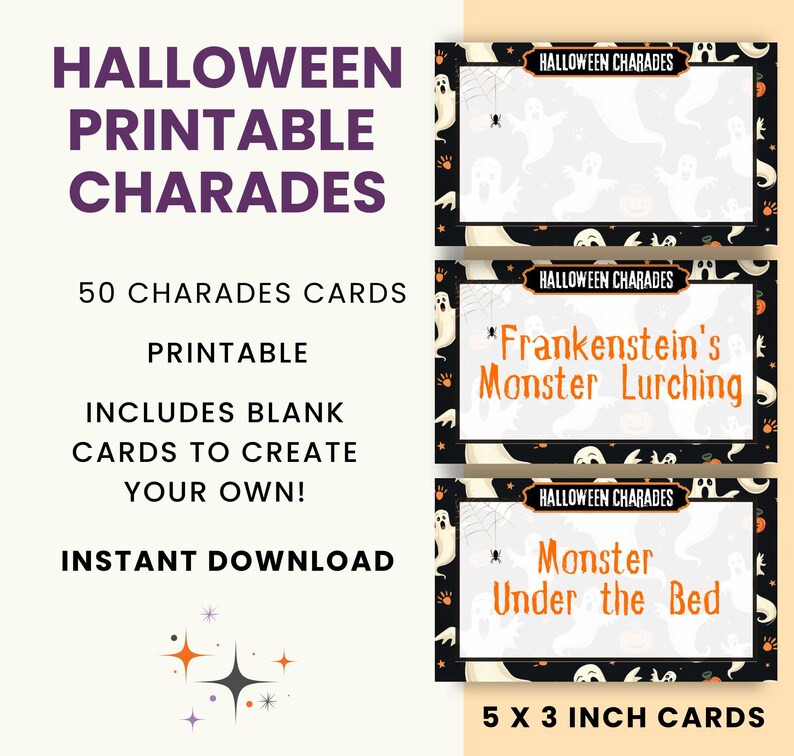 Halloween Charades Game Printable, Holiday Charades, Group Party Game ...