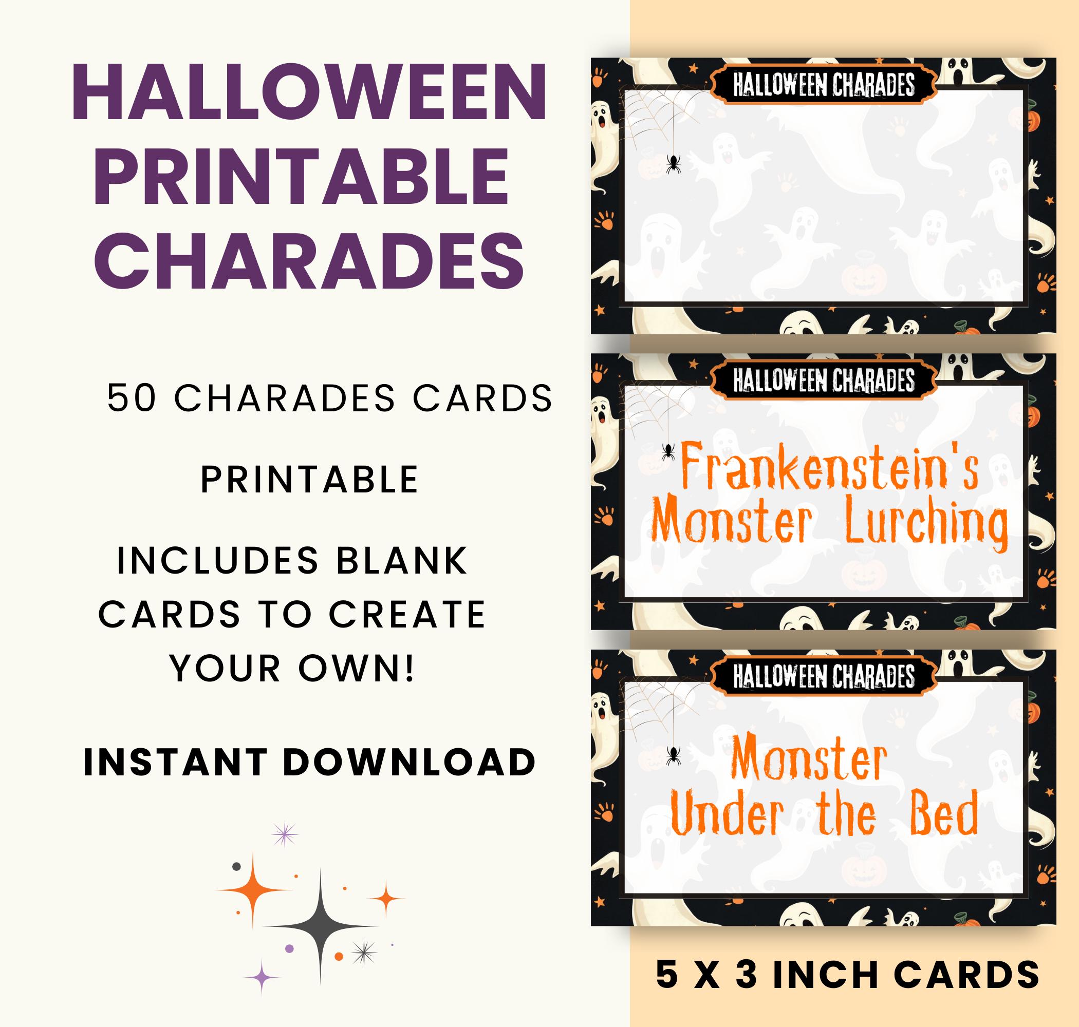 Halloween Charades Game Printable, Holiday Charades, Group Party Game ...