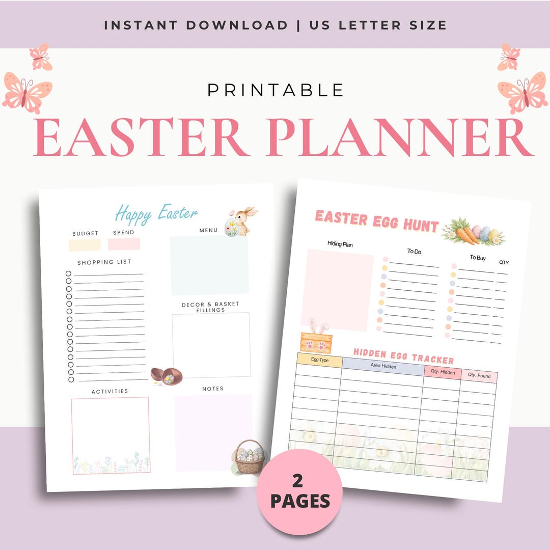 Easter Planner Printable, Easter Egg Hunt Planner & Tracker, Easter ...