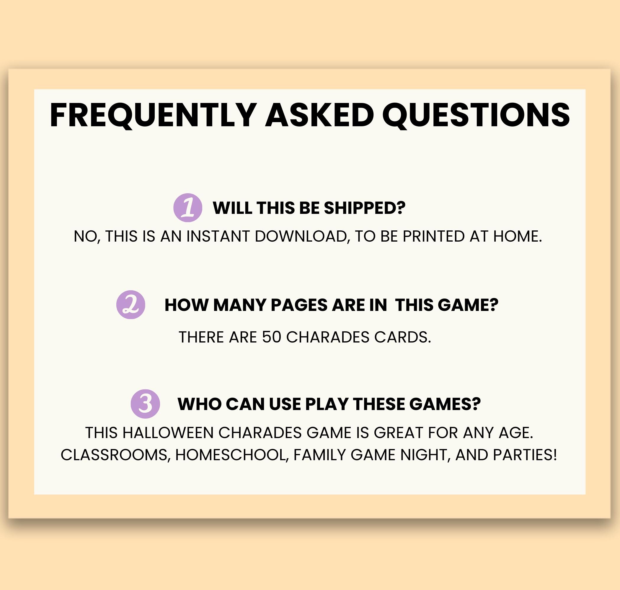 Halloween Charades Game Printable, Holiday Charades, Group Party Game ...