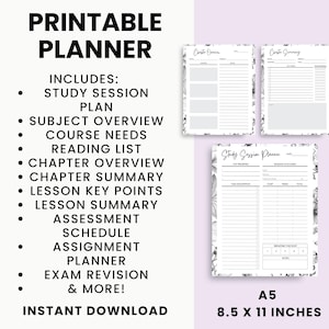 Printable Academic Planner 2025-2026, Student Study Organizer With ...