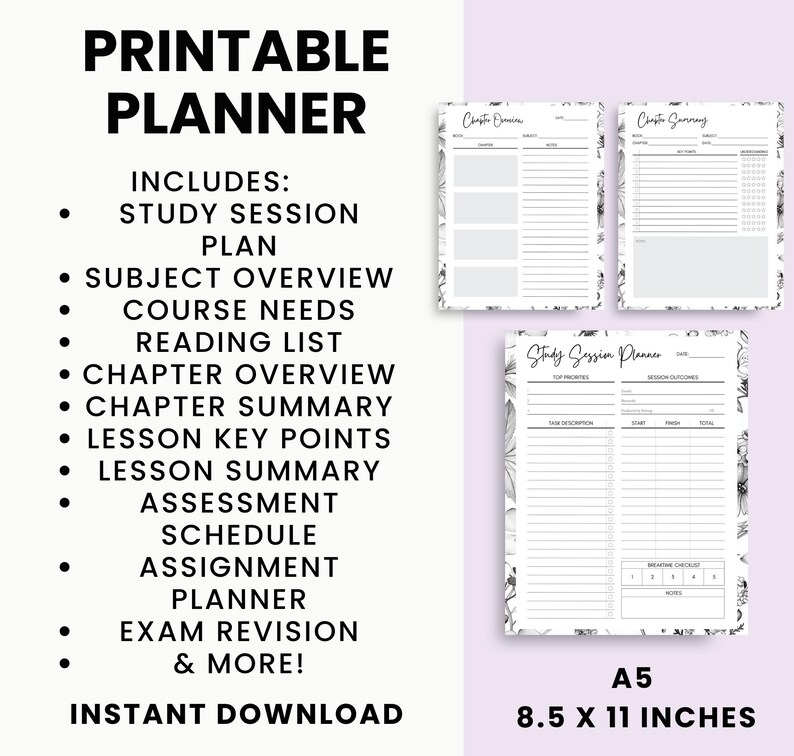 Printable Academic Planner 2025-2026, Student Study Organizer With ...