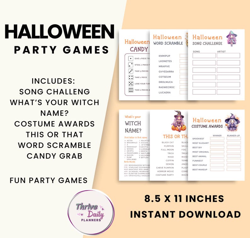 Printable Halloween Party Games Bundle, Halloween Printable, Halloween ...