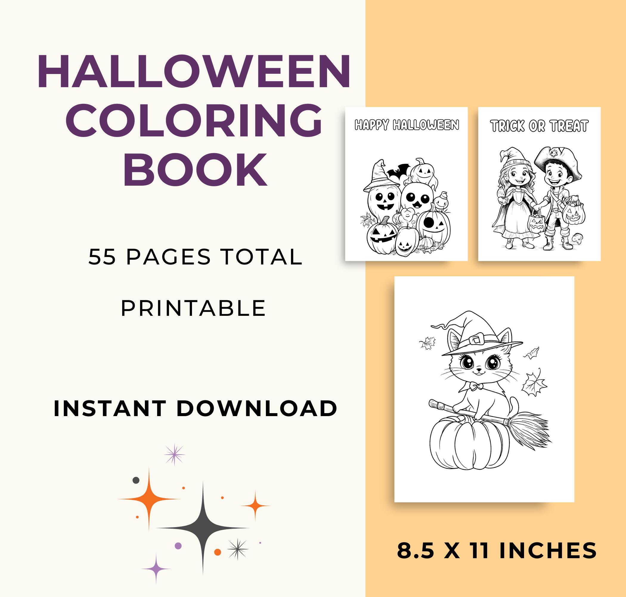 Printable Halloween Coloring Book, Pumpkin Coloring Pages, Fall ...