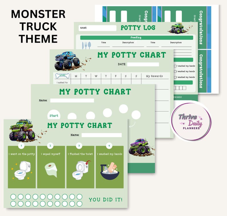Potty Training Chart for Boys Printable, Sticker Reward Charts for ...