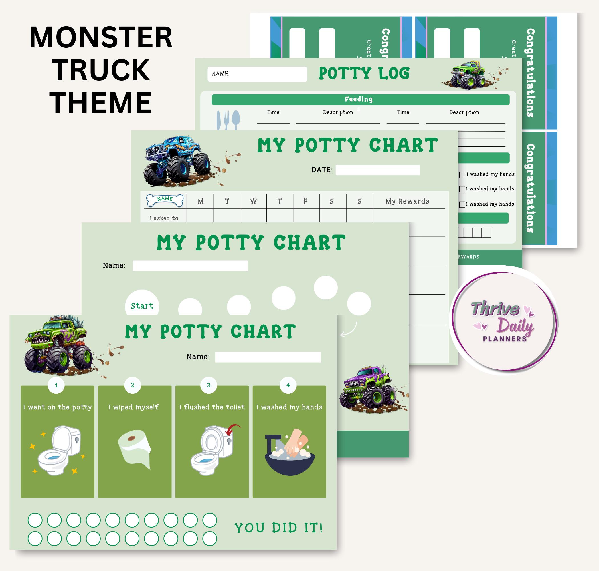 Potty Training Chart for Boys Printable, Sticker Reward Charts for ...
