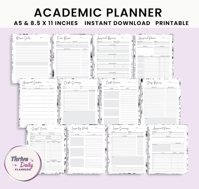 Printable Academic Planner 2025-2026, Student Study Organizer With ...