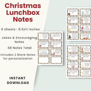 Printable Christmas Lunch Notes & Jokes, Lunchbox Notes for Kids ...