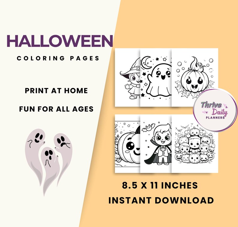 Halloween Printable Coloring Book, Coloring Pages for Kids, Fall ...