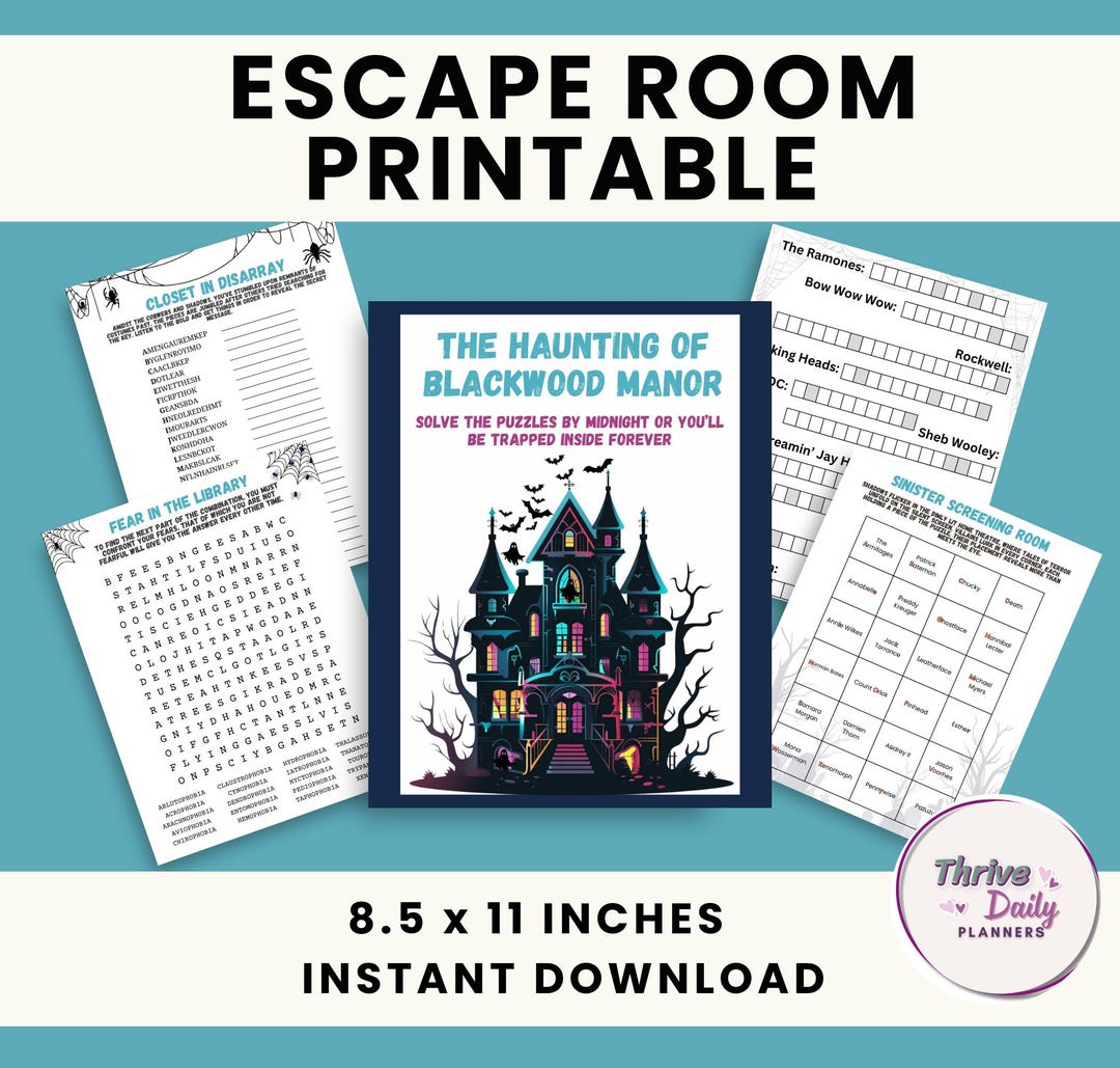 Printable Escape Room Game, Mystery Games, Halloween Escape Room, DIY ...