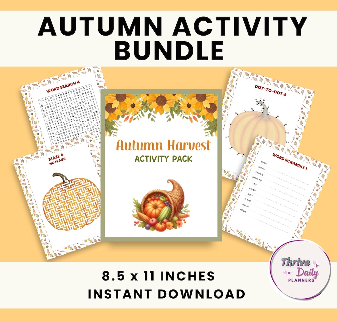 Autumn Activity Pack, Fall Games, Autumn Printable, Fall Wordsearch ...