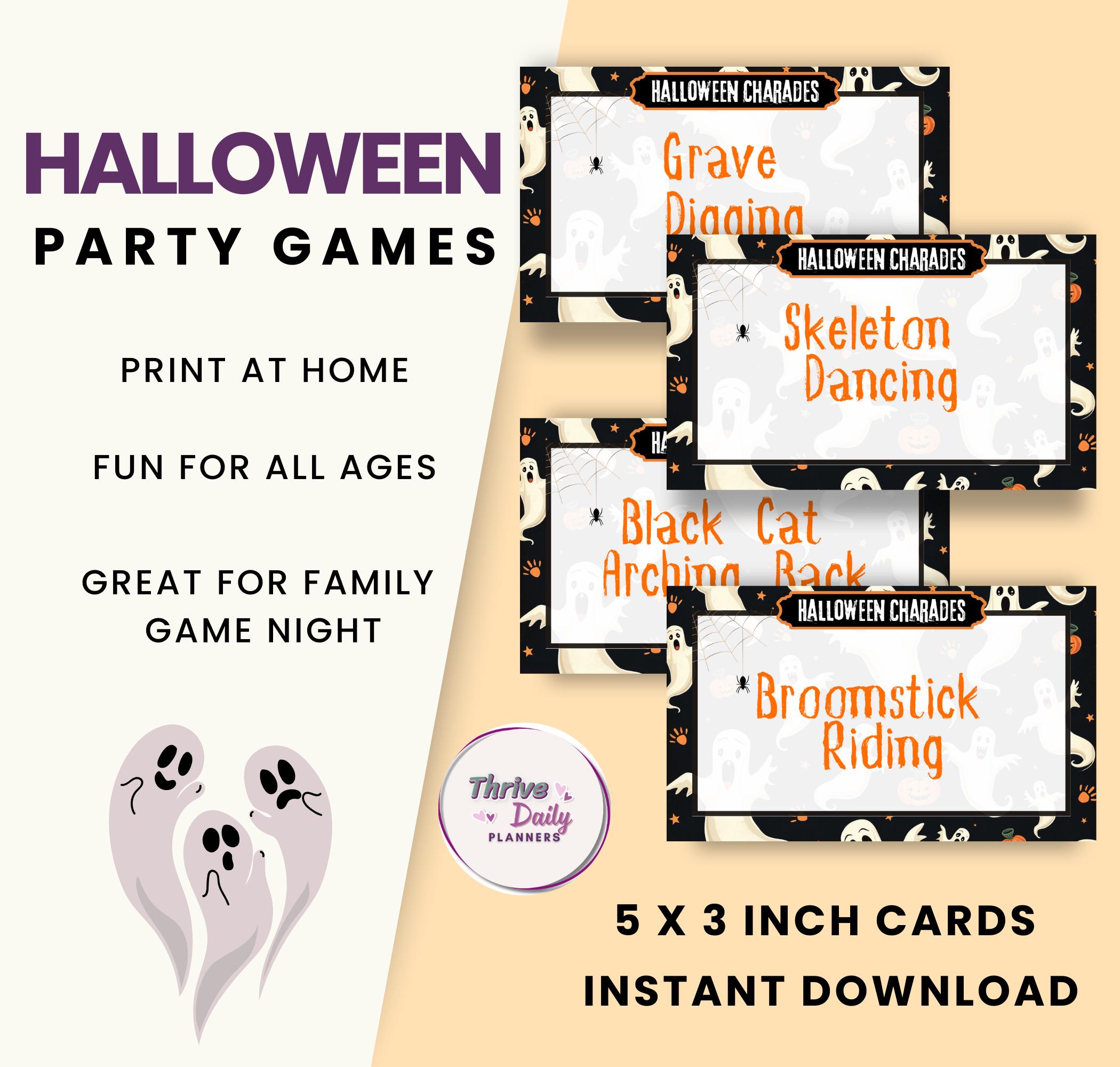 Halloween Charades Game Printable, Holiday Charades, Group Party Game ...