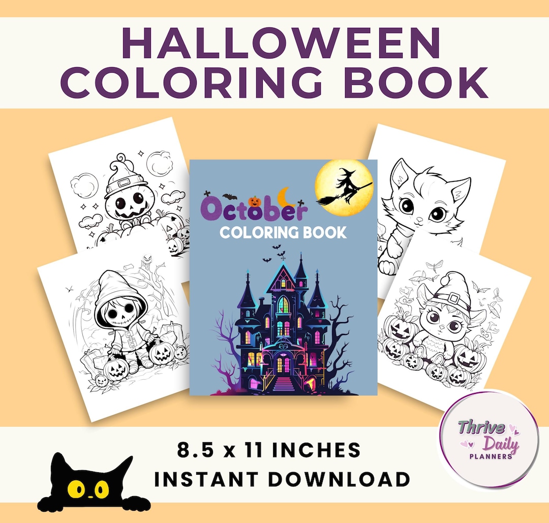Halloween Printable Coloring Book, Coloring Pages for Kids, Fall ...