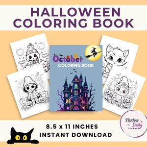 Halloween Printable Coloring Book, Coloring Pages for Kids, Fall ...