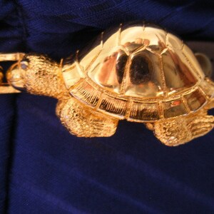 80s Dotty Smith Belt, Turtle Clasp in Gold Tone Metal, Two Walking ...