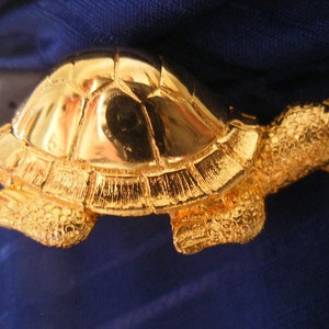 80s Dotty Smith Belt, Turtle Clasp in Gold Tone Metal, Two Walking ...