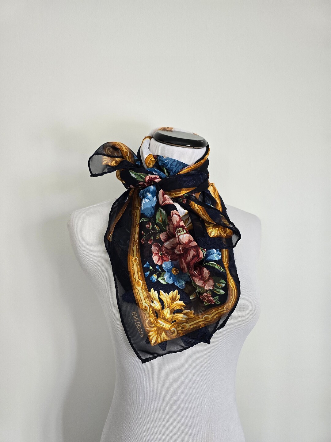 80s Bill Blass Silk Scarf, 33 Inch Square, Ladies Who Lunch XL Scarf ...