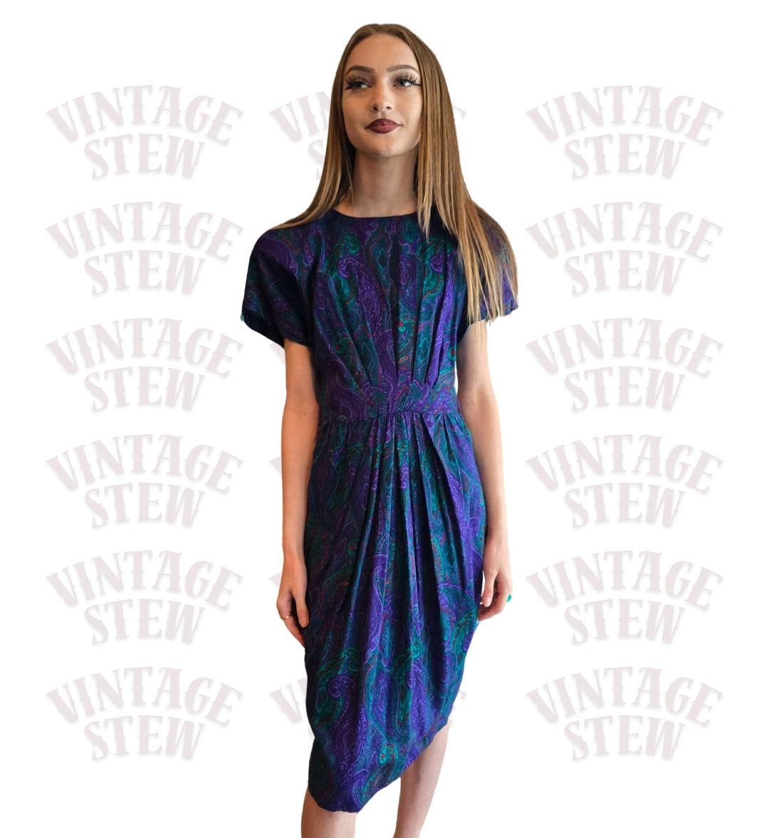 80s Does 40s Dress, Jessica Howard for Mitchell Robell Purple Paisley ...