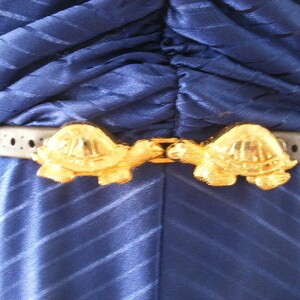 80s Dotty Smith Belt, Turtle Clasp in Gold Tone Metal, Two Walking ...