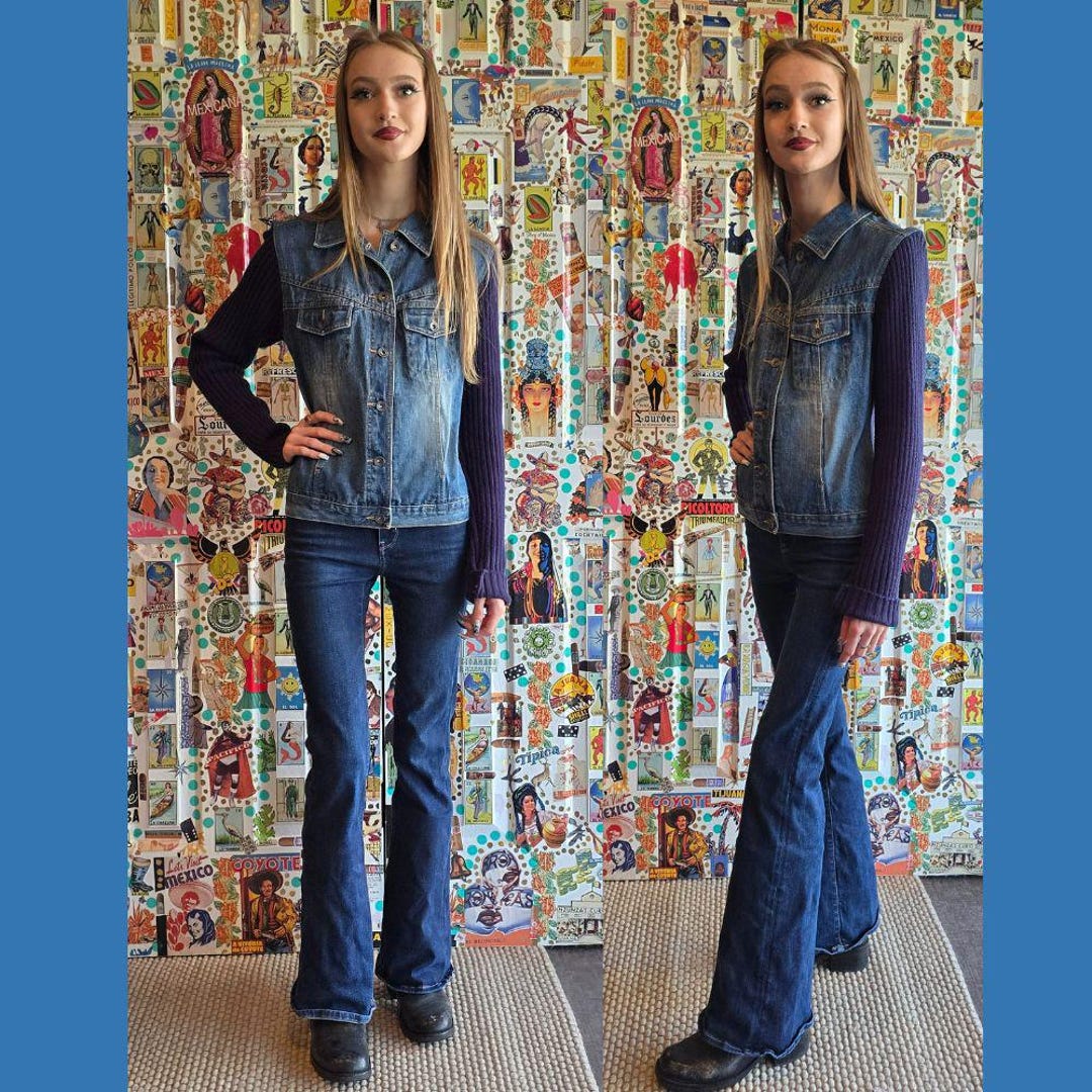 Y2K Route 66 Denim and Knit Jacket. Denim Wash Has a Mid Fade but Still ...