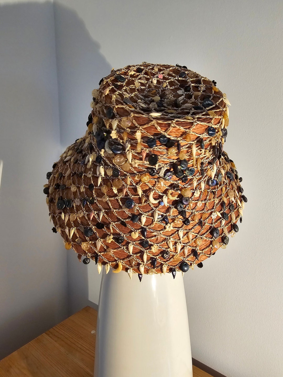 50s Straw Hat, Made in Italy, Bucket Beach Hat With Nautical Net ...