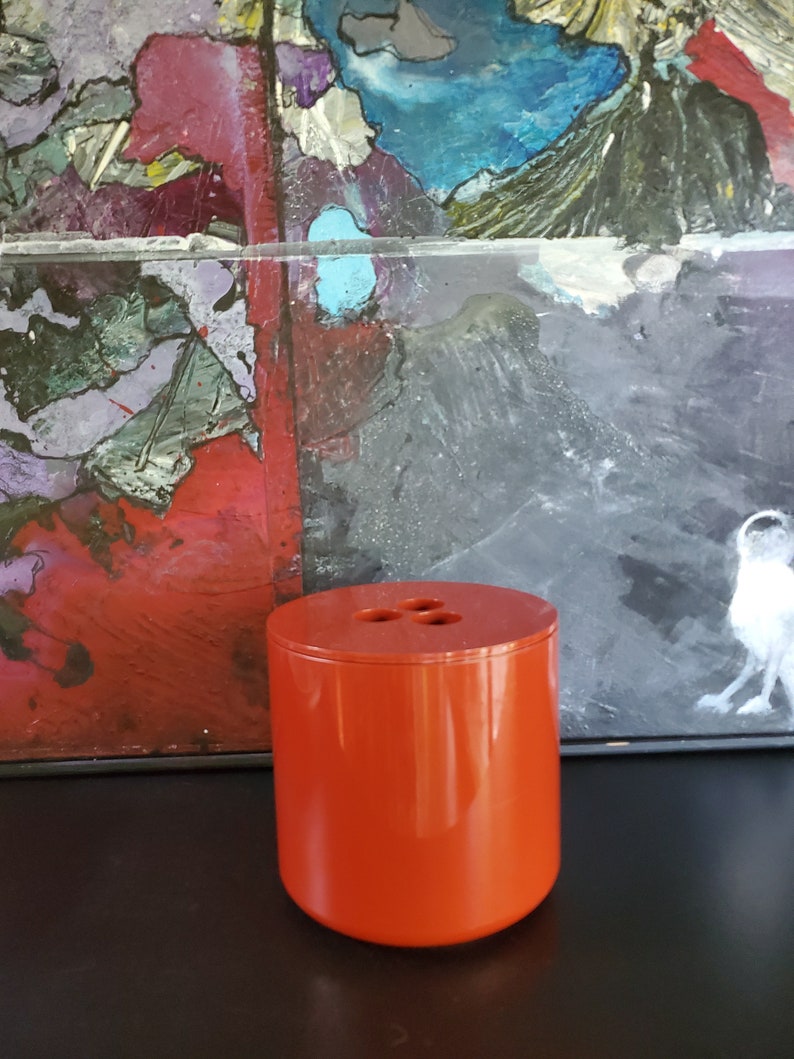 70s MCM Ice Bucket by Terence Conran, Rust Colored Acrylic Chic Ice ...