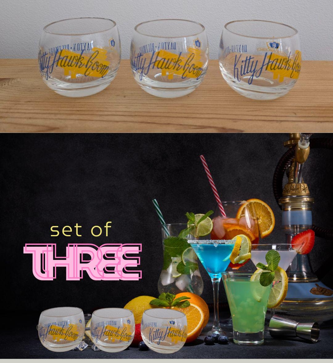 50s-60s Roly Poly Cocktail Glass, Set of Three Dayton Biltmore Hotel ...