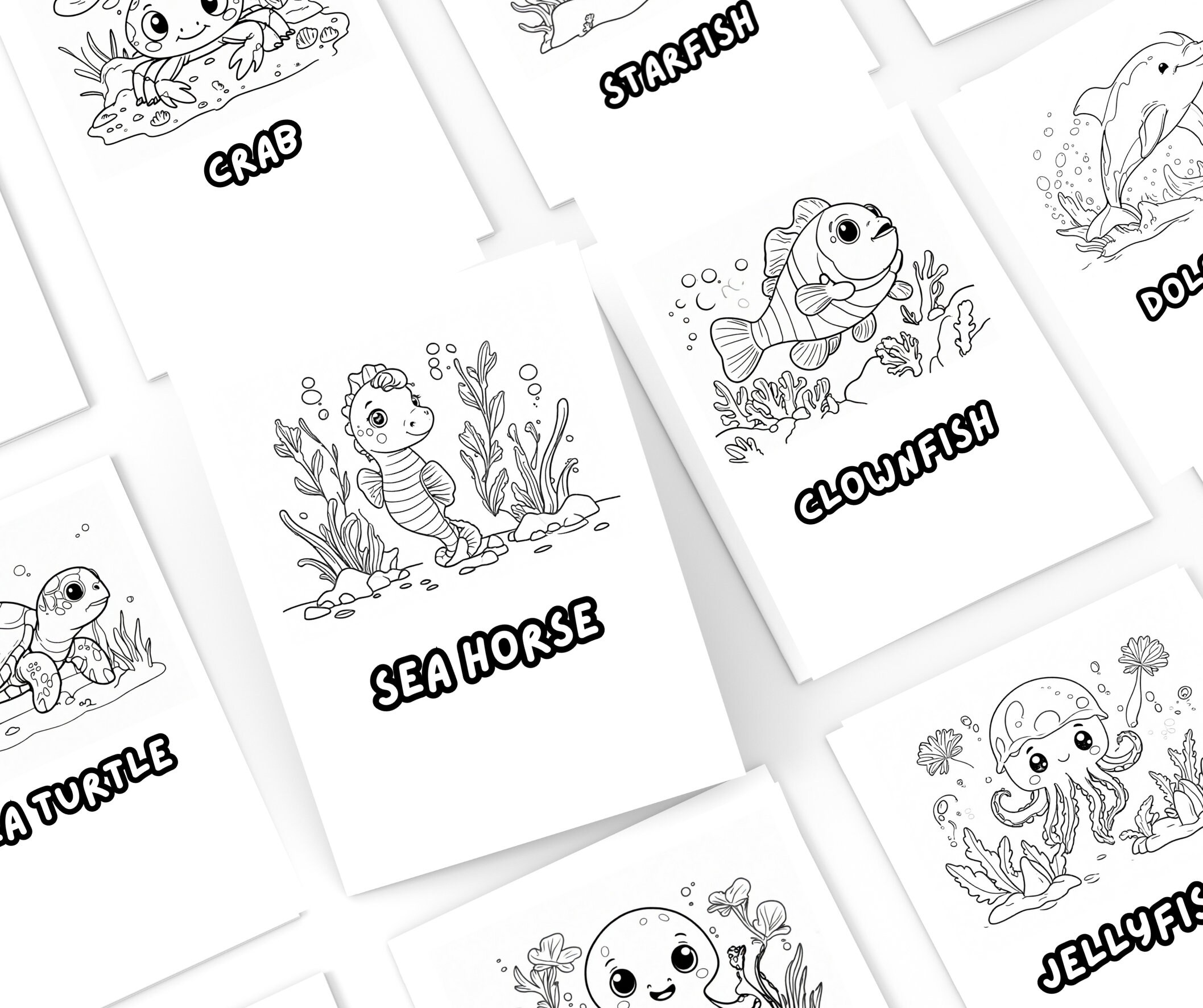 Adorable Sea Animals Printable Coloring Pages, Cute Under Water ...