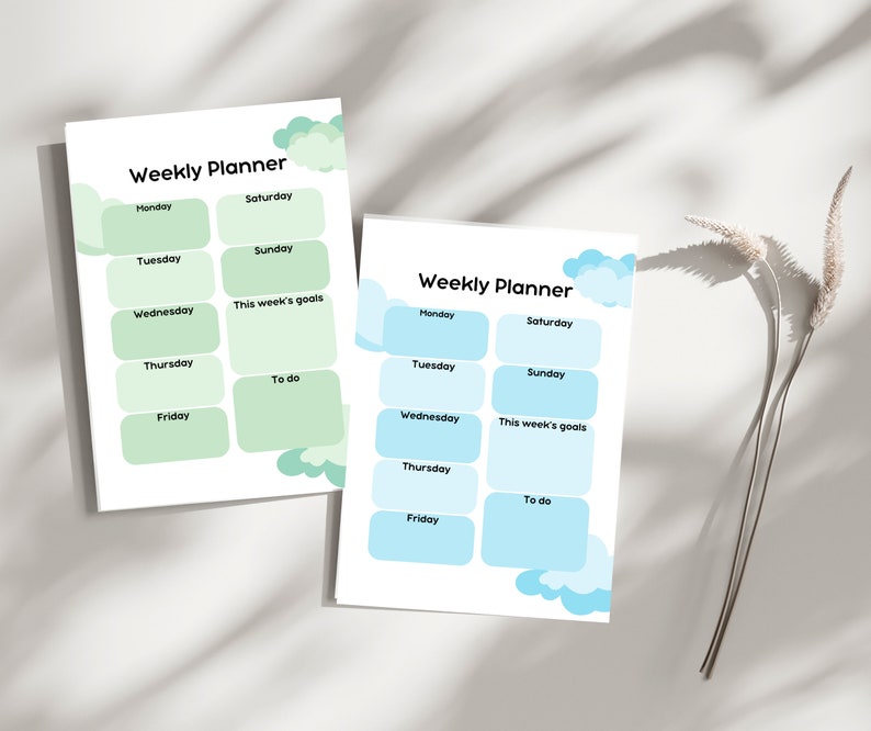 Weekly Planner, Agenda, Printable Schedule, Digital Download, Weekly ...