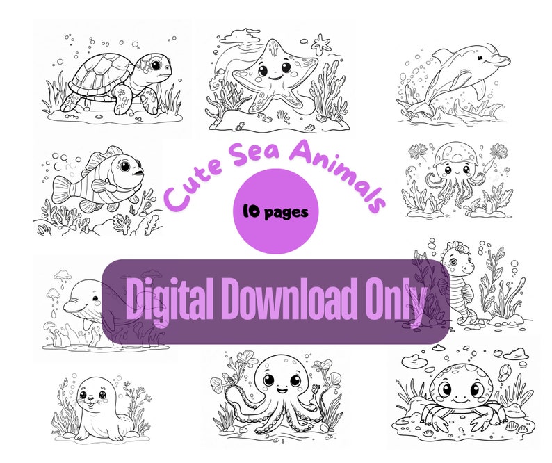 Adorable Sea Animals Printable Coloring Pages, Cute Under Water ...