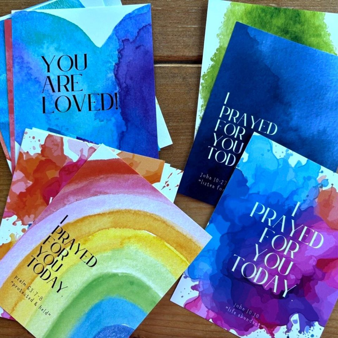 Painted Prayer Postcards (set of 12): Scripture Encouragement Notecards ...