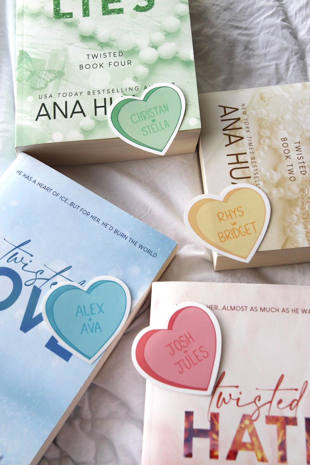 Twisted Love Series Candy Heart Stickers Ava Alex Bridget Rhys Jules ...