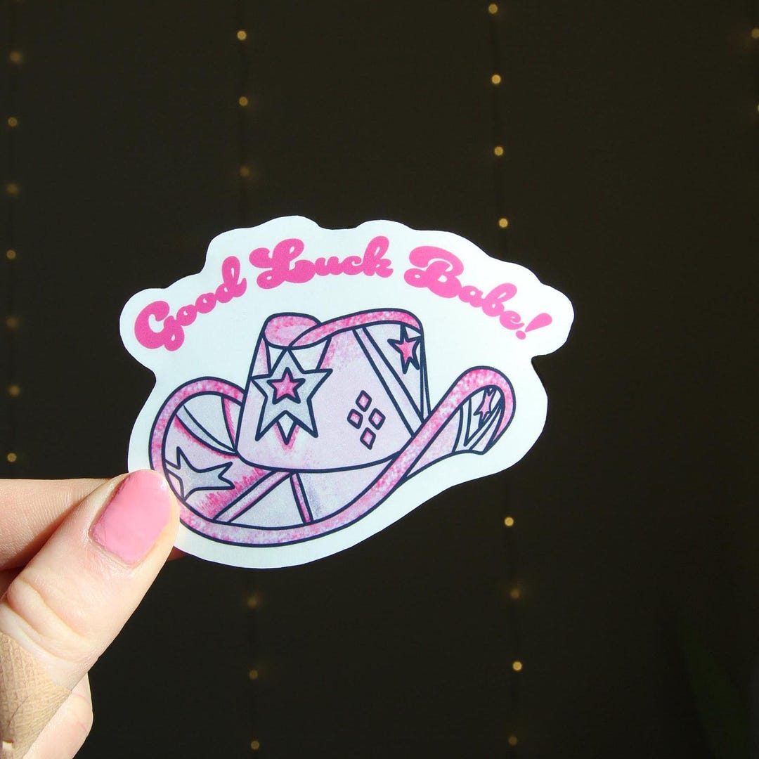 Good Luck Babe Pop Song Pink Cowboy Hat Sticker Waterproof Glossy ...