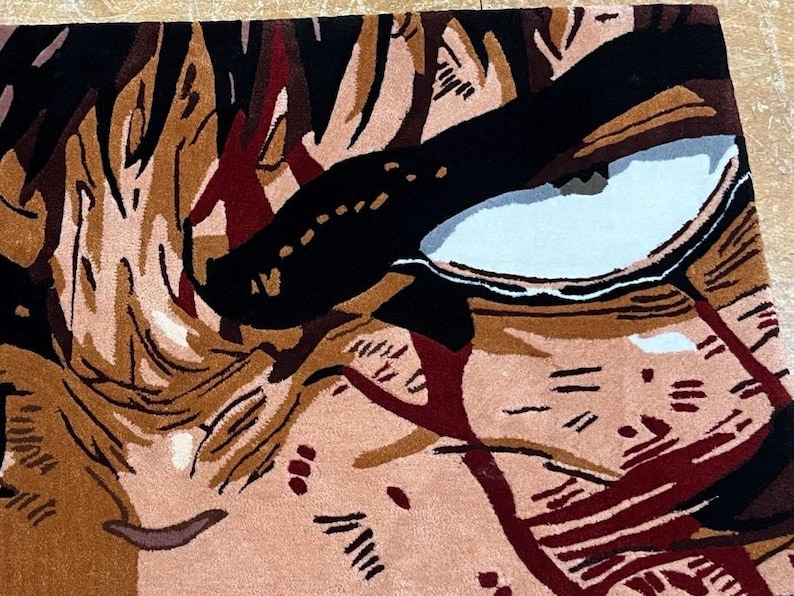 Handmade Berserk Guts Tufted Rug Carpet | Japanese Anime Manga | Black ...