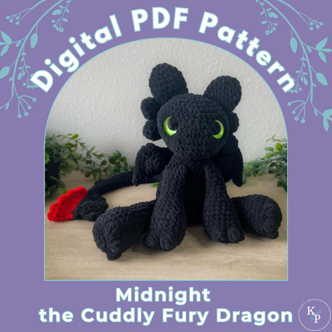 Midnight the Cuddly Fury Dragon PDF Crochet Pattern - Etsy
