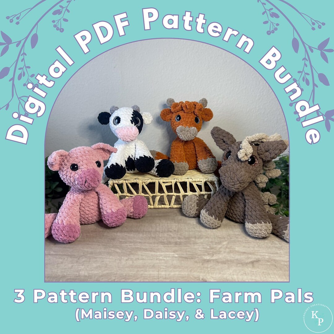 3 Pattern Bundle: Farm Pals - Maisey, Daisy, and Lacey - Etsy