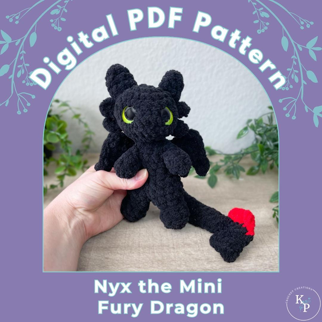 Nyx the Mini Fury Dragon PDF Crochet Pattern - Etsy