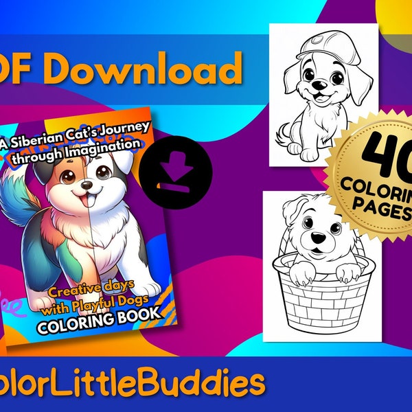 Bark and Color Printable Dog Coloring Pages for Kids - Etsy
